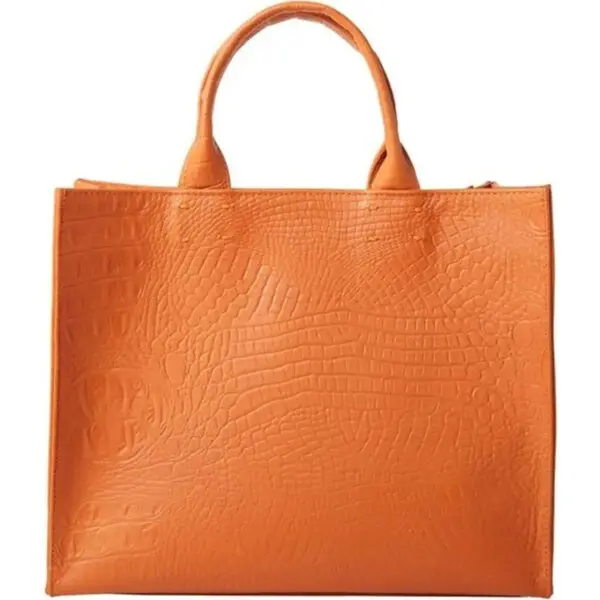 SARAH STEWART Adele Croc Handbag - Orange Croc