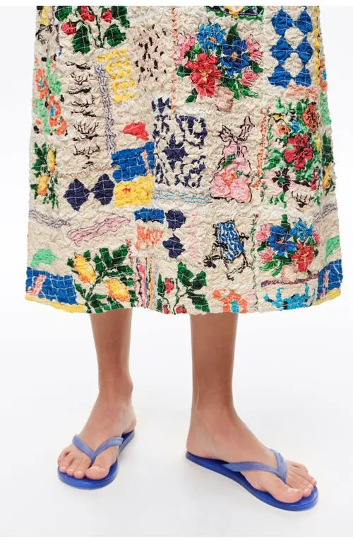 Bimba Y Lola Patchwork Ruched Strappy Midi Dress