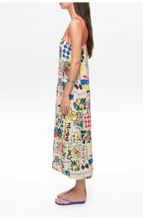 Bimba Y Lola Patchwork Ruched Strappy Midi Dress