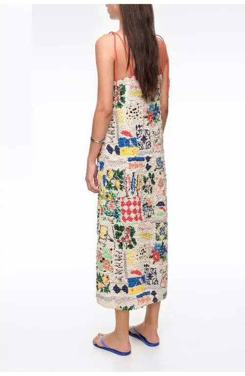 Bimba Y Lola Patchwork Ruched Strappy Midi Dress