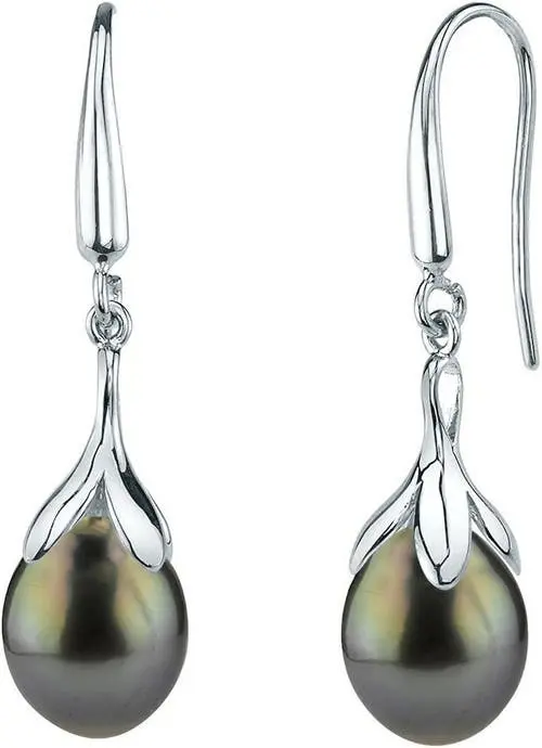 The Pearl Source 10-11mm Tahitian South Sea Pearl Drop Earrings - Sterling Silver