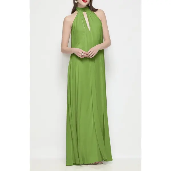 Dessy Collection Lina Halter Neck Maxi Gown - Peridot