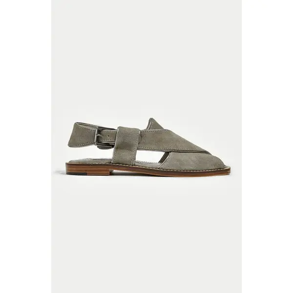 ÇAPLAIT Hara Handcrafted Suede Peshawari Sandals - Grey