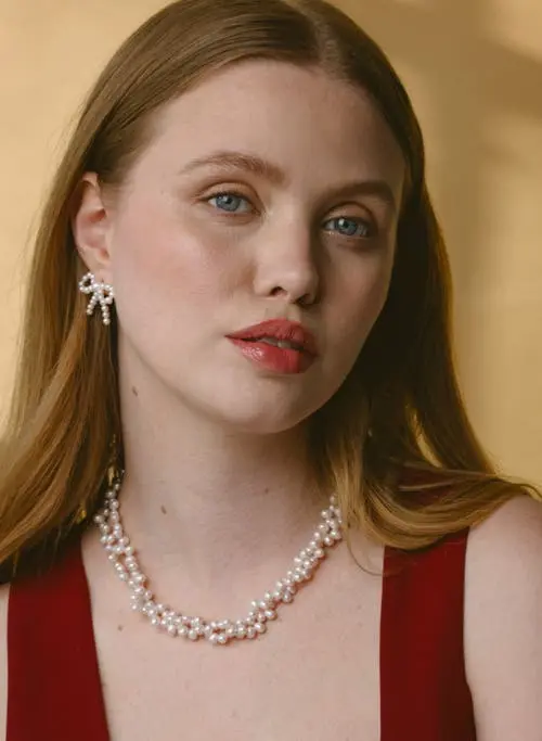 The Pearl Source White Freshwater Pearl Bow Earrings