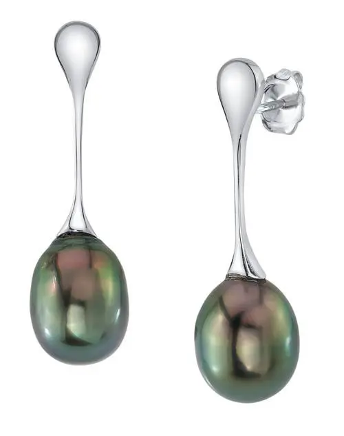 The Pearl Source Tahitian South Sea Pearl Teardrop Earrings - Sterling Silver