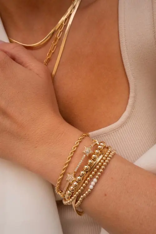 BEADS BY TARA Nova Star Bracelet With Cubic Zirconia In 14k Plate