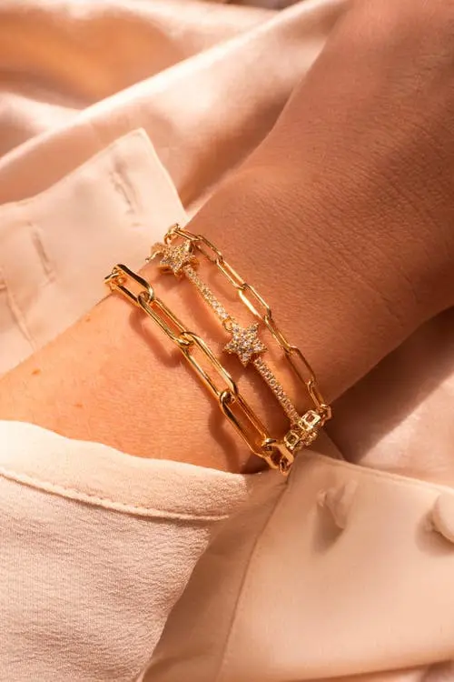 BEADS BY TARA Nova Star Bracelet With Cubic Zirconia In 14k Plate