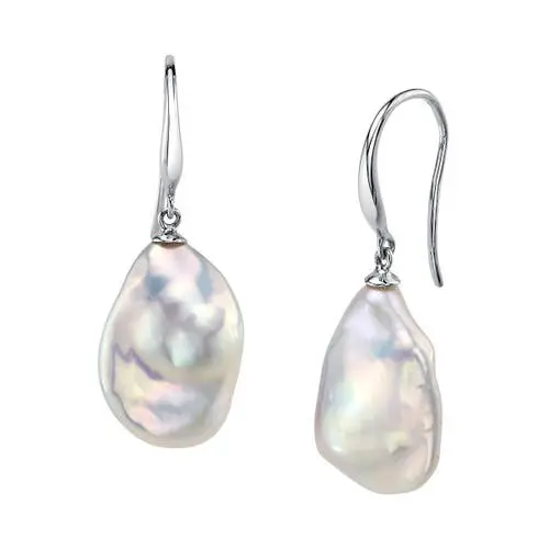 The Pearl Source Baroque Pearl Drop Earrings - Sterling Silver