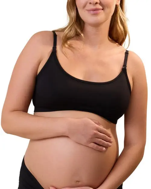 KINDRED BRAVELY Busty French Terry Maternity & Nursing Bralettefits Sizes 30e-44h - Black