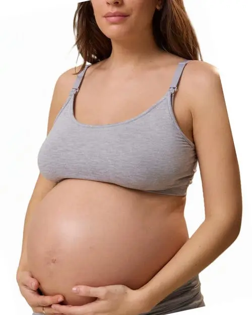 KINDRED BRAVELY Busty French Terry Maternity & Nursing Bralettefits Sizes 30e-44h - Grey Heather