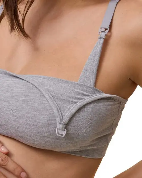 KINDRED BRAVELY Busty French Terry Maternity & Nursing Bralettefits Sizes 30e-44h - Grey Heather