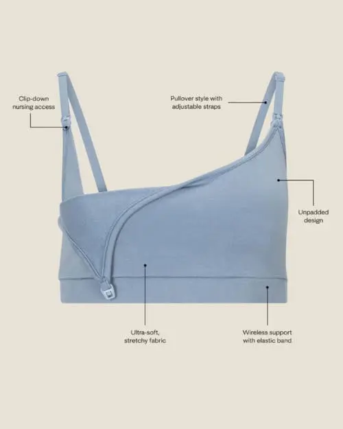 KINDRED BRAVELY Busty French Terry Maternity & Nursing Bralettefits Sizes 30e-44h - Grey Heather