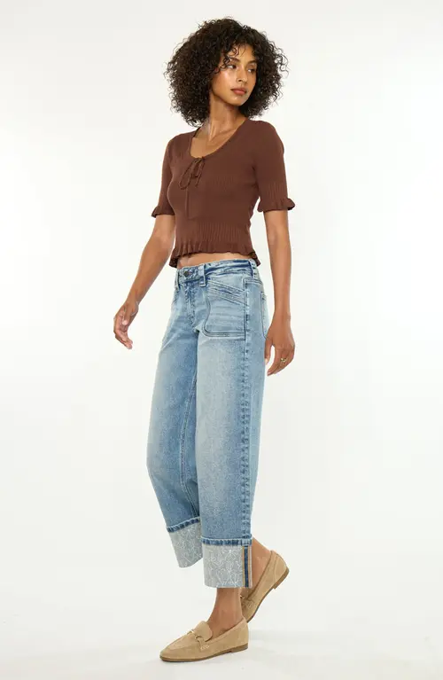 KANCAN Anley Mid Rise Crop Wide Jeans