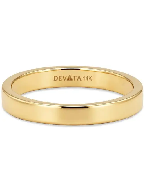 DEVATA 3mm Polished Classic Band Ring - Gold