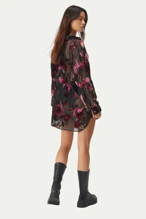 Nasty Gal Devore Oversized Sheer Floral Shirt