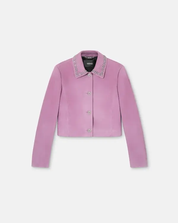 Versace Embellished Suede Jacket - Lilac