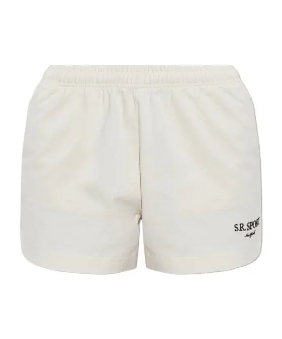 SPORTY  RICH Sporty & Rich Elasticated Wide Leg Shorts With Logo