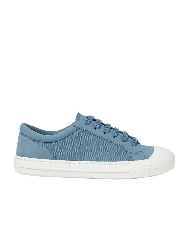 Fendi Domino Ff Motif Lace-up Sneakers - Light Blue
