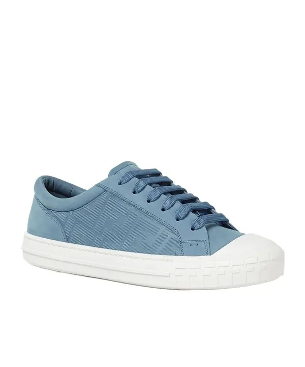 Fendi Domino Ff Motif Lace-up Sneakers - Light Blue