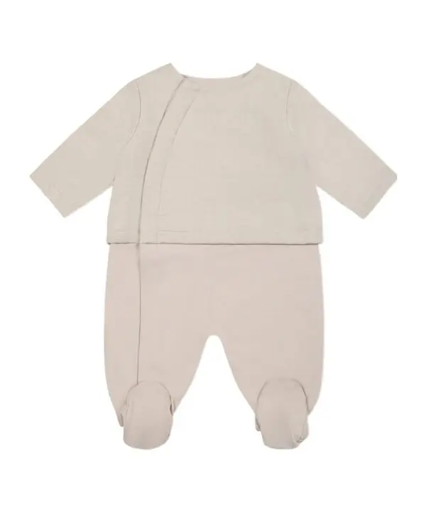 Fendi Embroidered-logo Babygrown Set - Beige