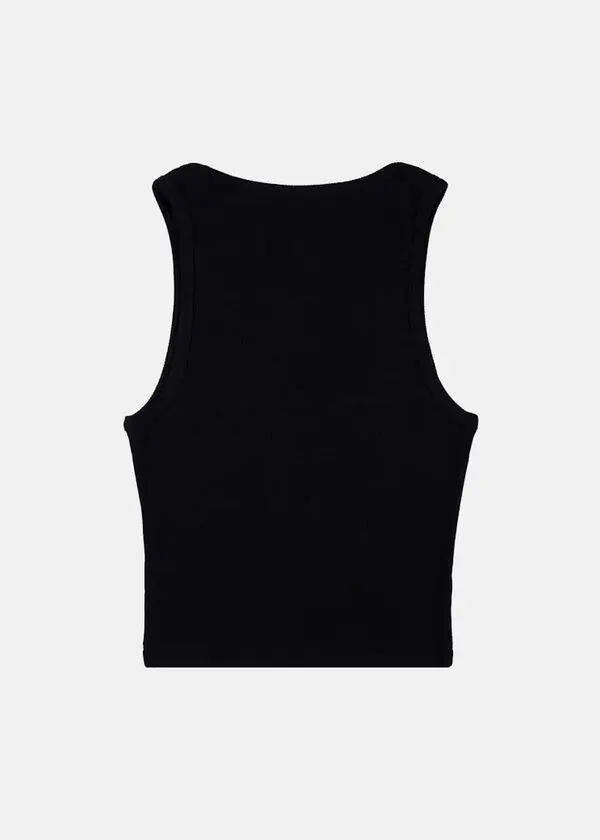 SPORTY  RICH Sporty & Rich Embellished Logo Cropped Tank Top