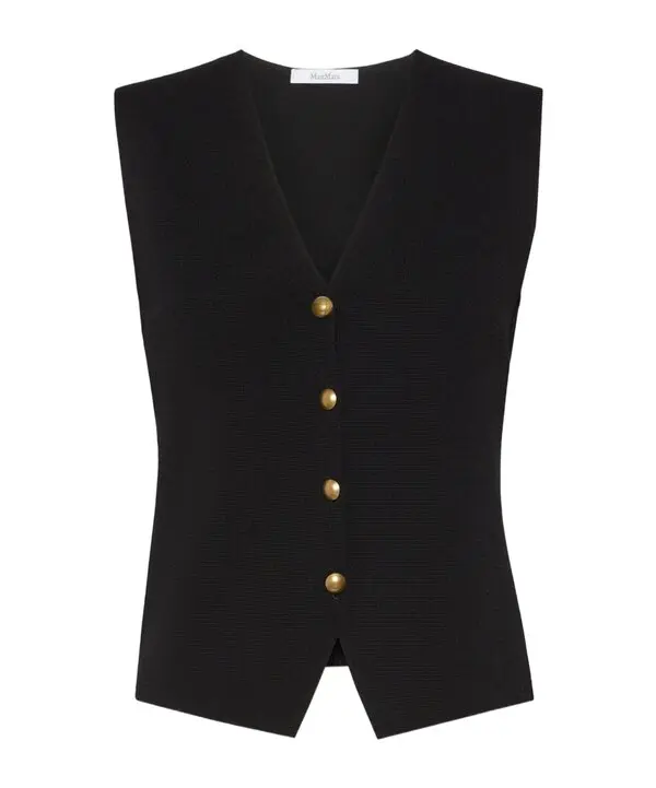 Max Mara Viscose Crepe Yarn Gilet - Black