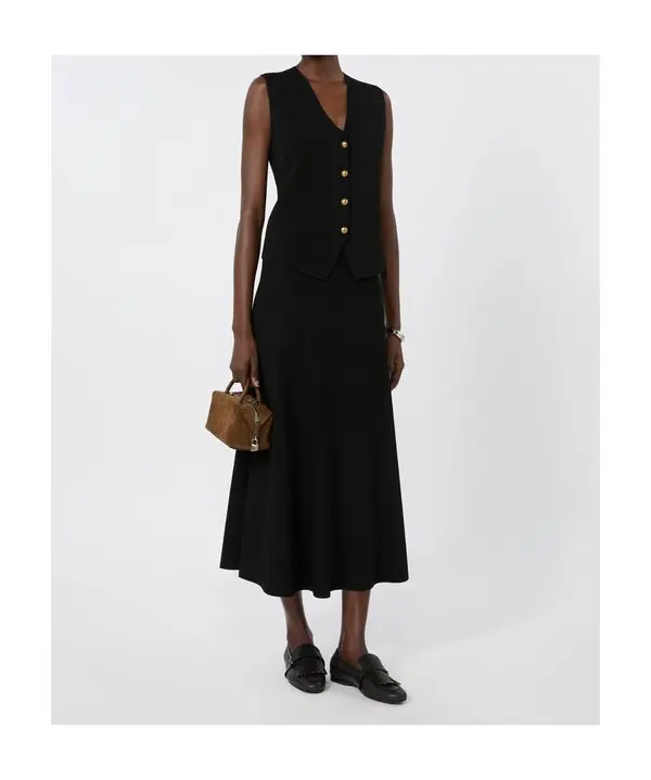Max Mara Viscose Crepe Yarn Gilet - Black