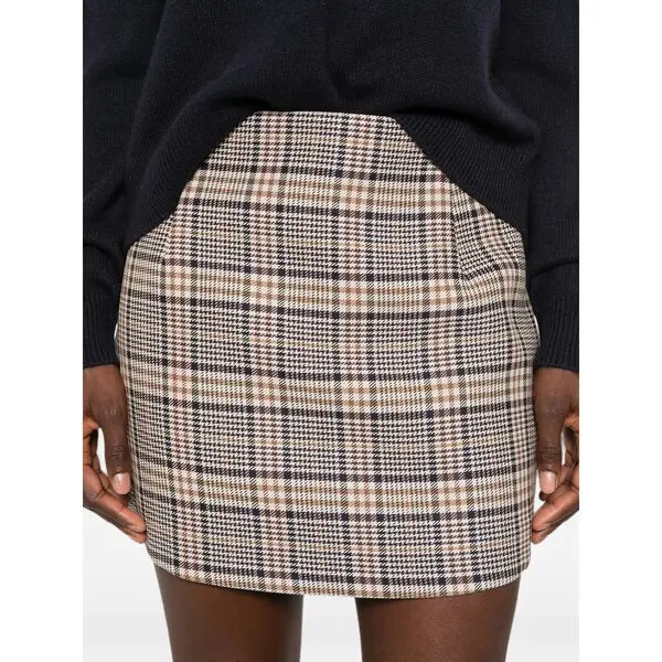 ANINE BING Check-pattern Mini Skirt