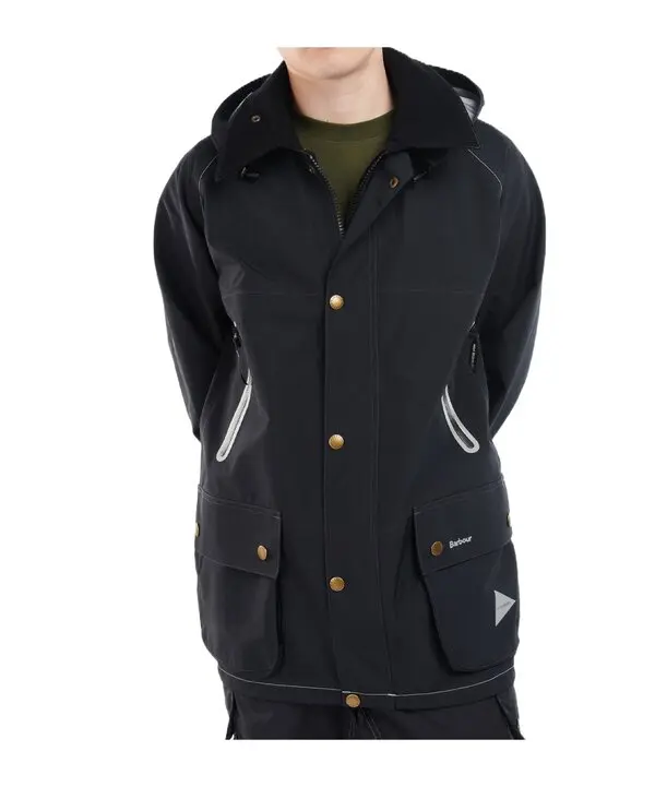 Barbour X And Wander Logo-printed Drawstring Hooded Jacket - Black