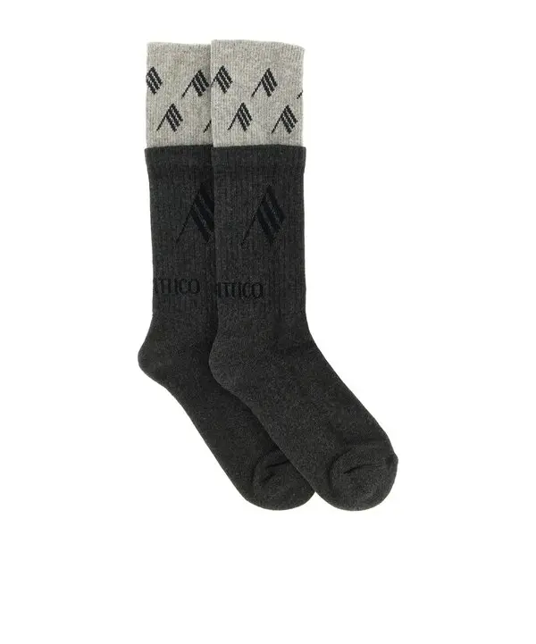 Attico Double Layer Logo Socks - Gray
