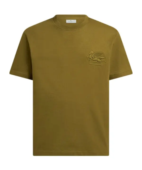 Etro Cotton Jersey T-shirt With Raised Pegaso Logo - Green