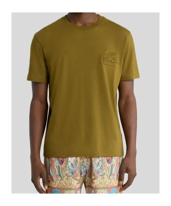 Etro Cotton Jersey T-shirt With Raised Pegaso Logo