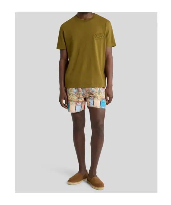 Etro Cotton Jersey T-shirt With Raised Pegaso Logo