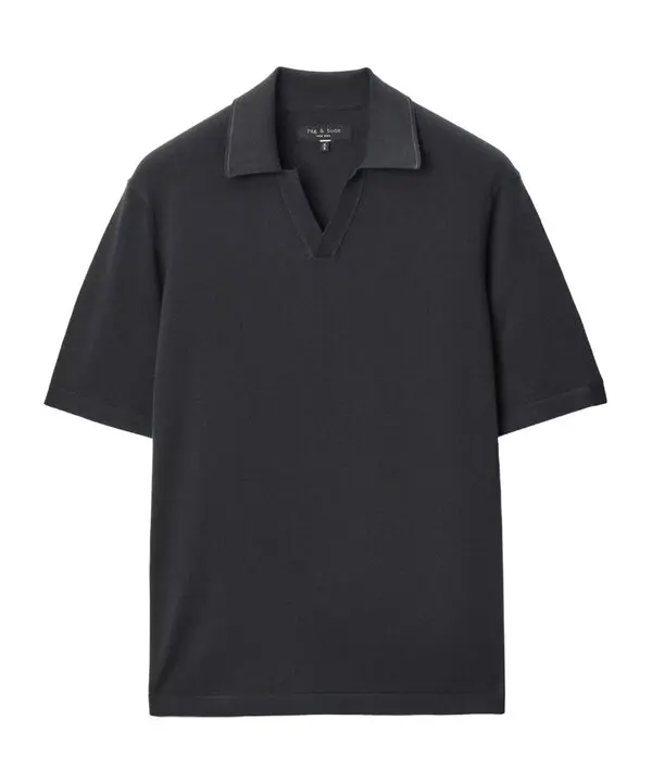 Rag & Bone Short-sleeved Knit Polo Shirt - Black