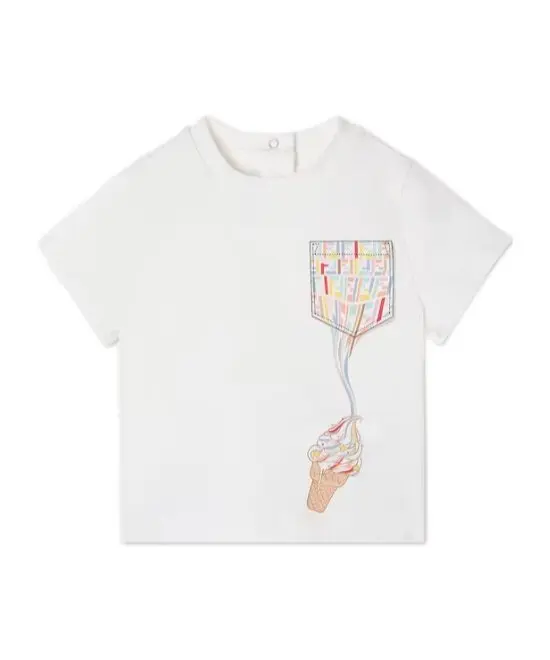 Fendi Jersey T-shirt With Multicolor Ff Ice Cream Print