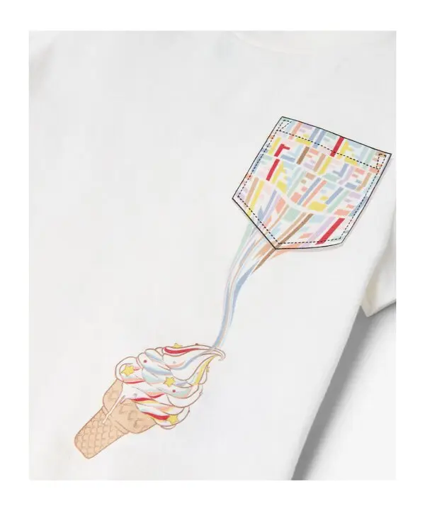 Fendi Jersey T-shirt With Multicolor Ff Ice Cream Print