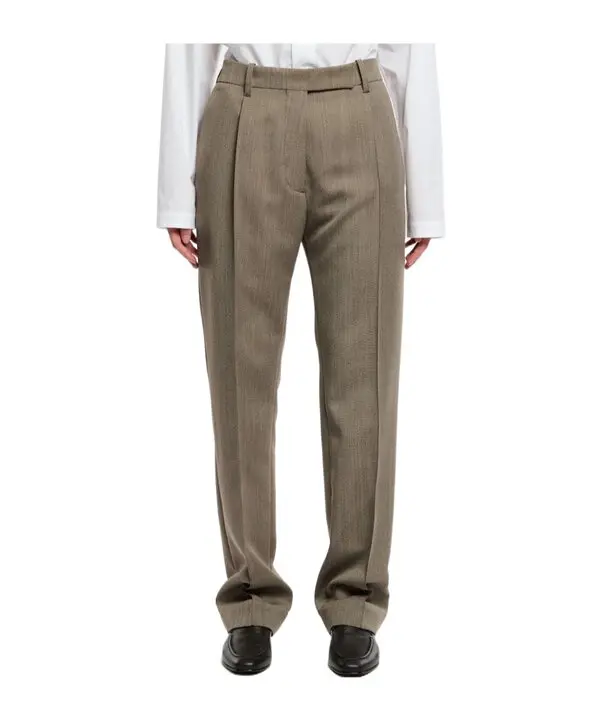 Studio Nicholson Straight Leg Pin Tuck Tailored Trousers