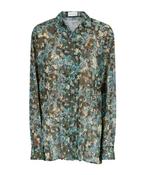 Dries Van Noten Pleated Printed Shirt - Green