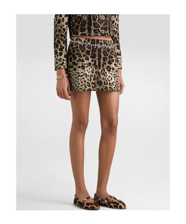Dolce & Gabbana Leo-print Brocade Mini Skirt