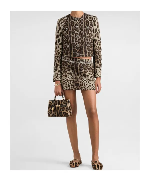 Dolce & Gabbana Leo-print Brocade Mini Skirt