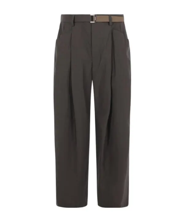 Sacai Mid-rise Trousers With Buttoned Back Pocket - Black