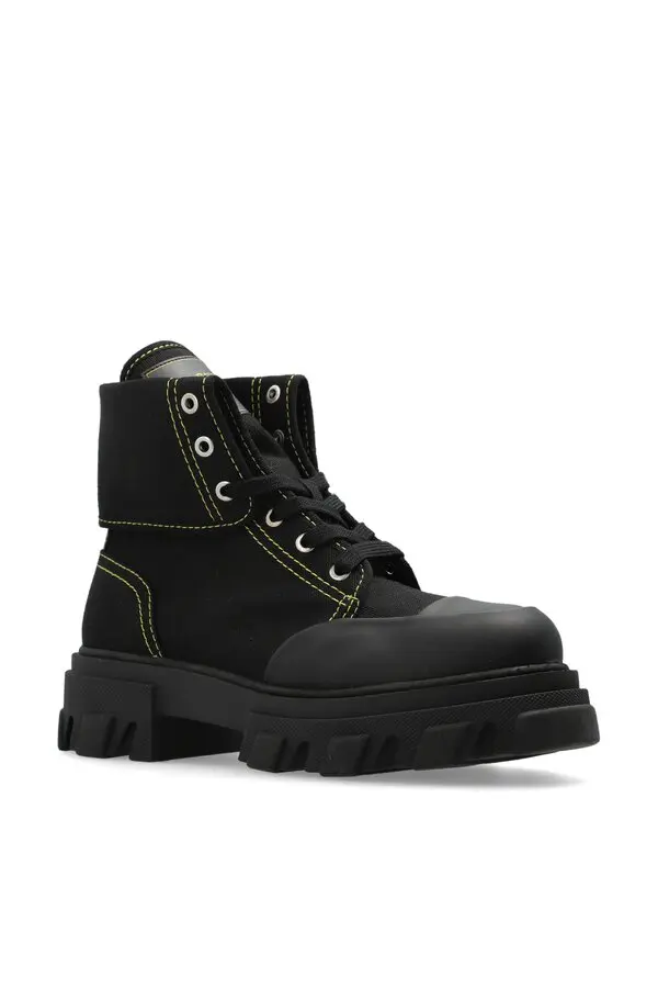 GANNI Canvas Trail Boots With Contrast Stitching