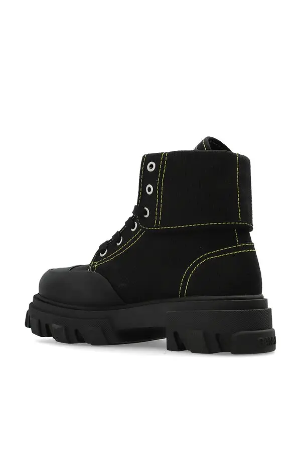 GANNI Canvas Trail Boots With Contrast Stitching