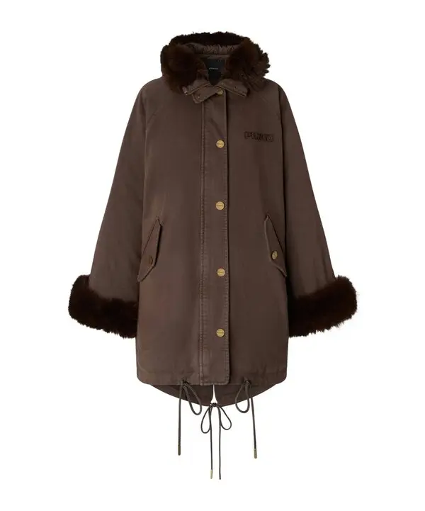 Pinko Hooded Padded Jacket With Faux Fur Trim