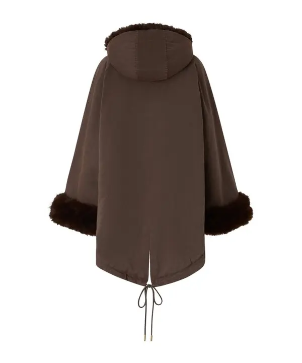 Pinko Hooded Padded Jacket With Faux Fur Trim