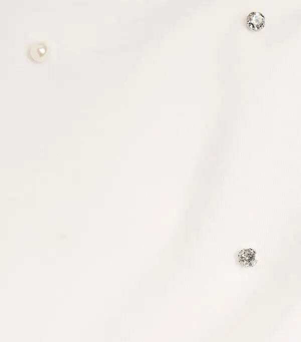 Maje Embellished Cotton Shirt With Tie Neck Detail