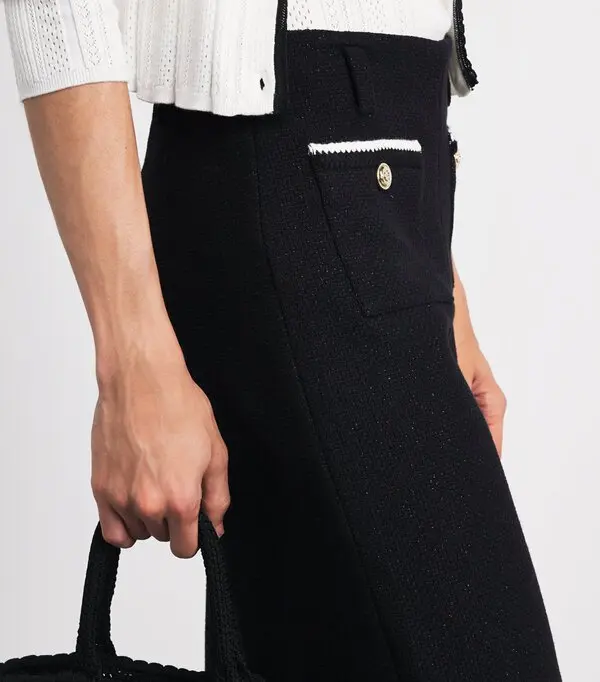Maje Tweed Wide-leg Trousers