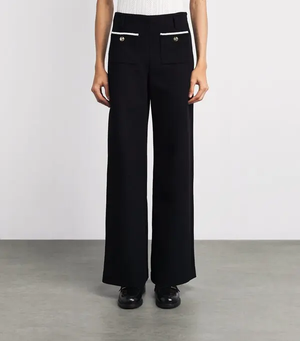 Maje Tweed Wide-leg Trousers