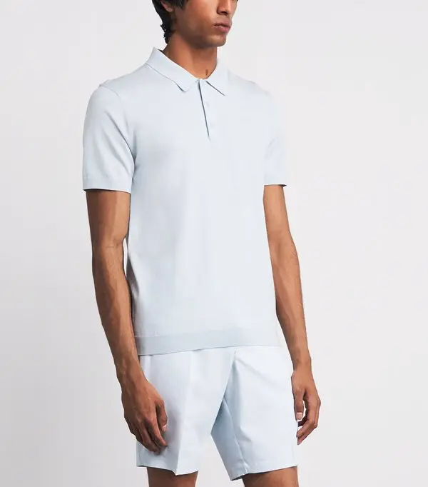 J. Lindeberg Knitted Ridge Polo Shirt - Blue