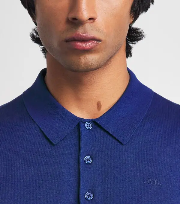 J. Lindeberg Knitted Ridge Polo Shirt - Blue